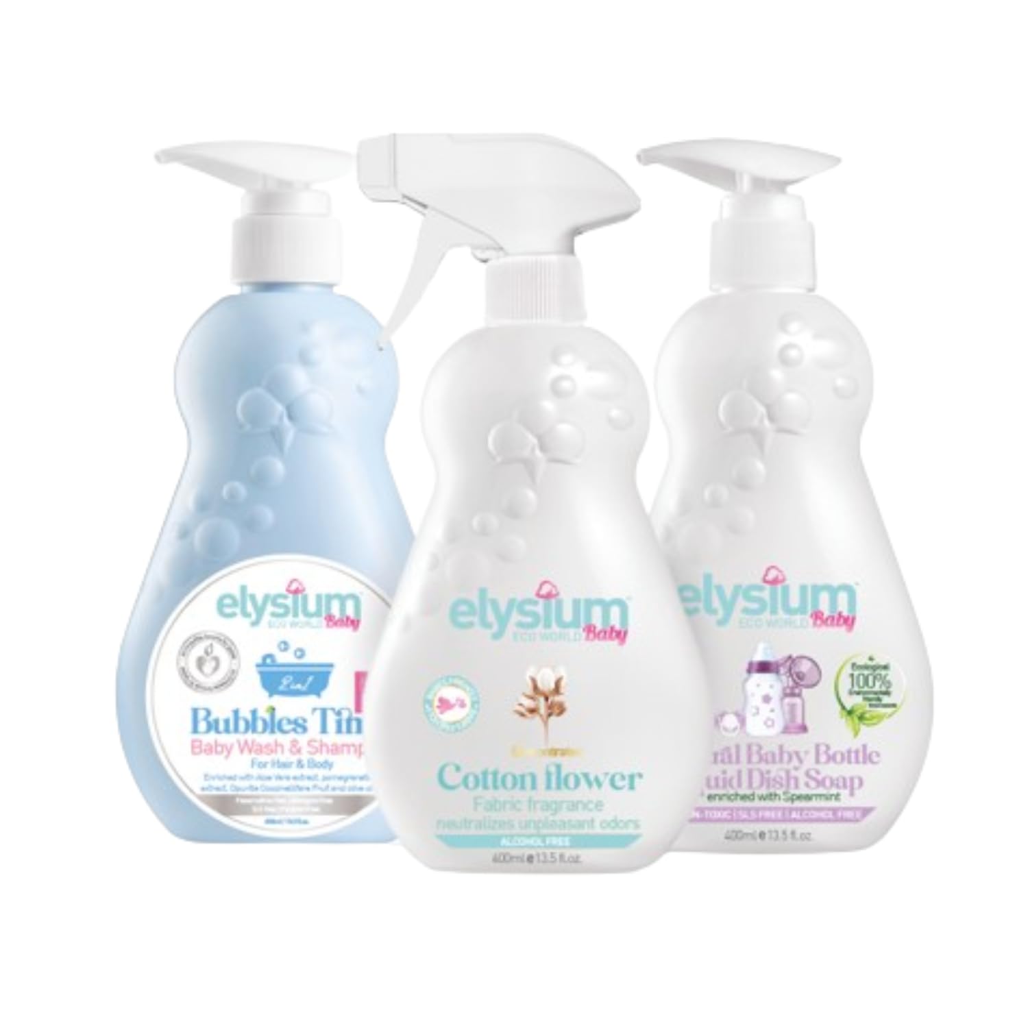 ELYSIUM ECO WORLD Triplette Baby Organic Shampoo and Body Wash, Baby F ...